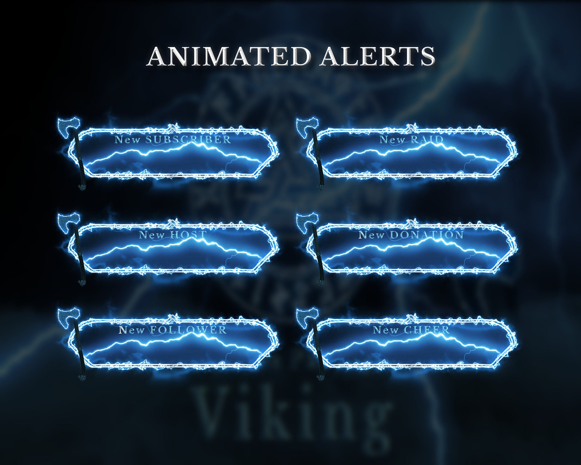 Animated Viking / Lightning Twitch Overlay Package - Screens, Alerts ...