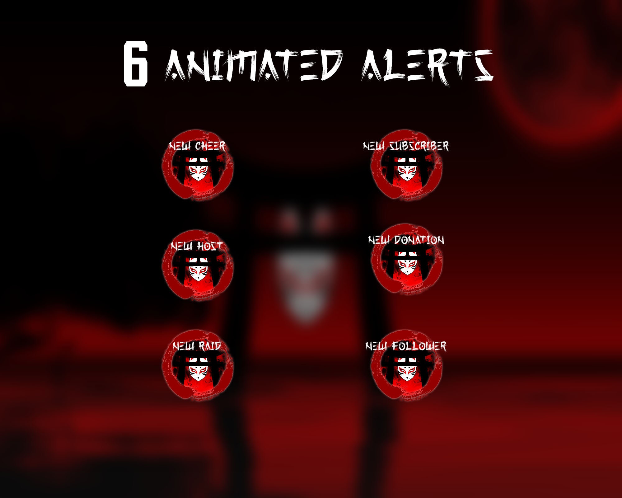 Animated Japanese Stream Overlay Package - Kitsune Mask Themed ...