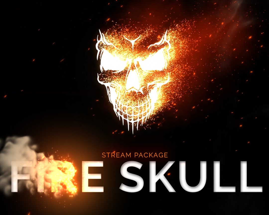 Animated Stream Overlay Package | Fire Skull | Screens, Facecam, Alerts ...