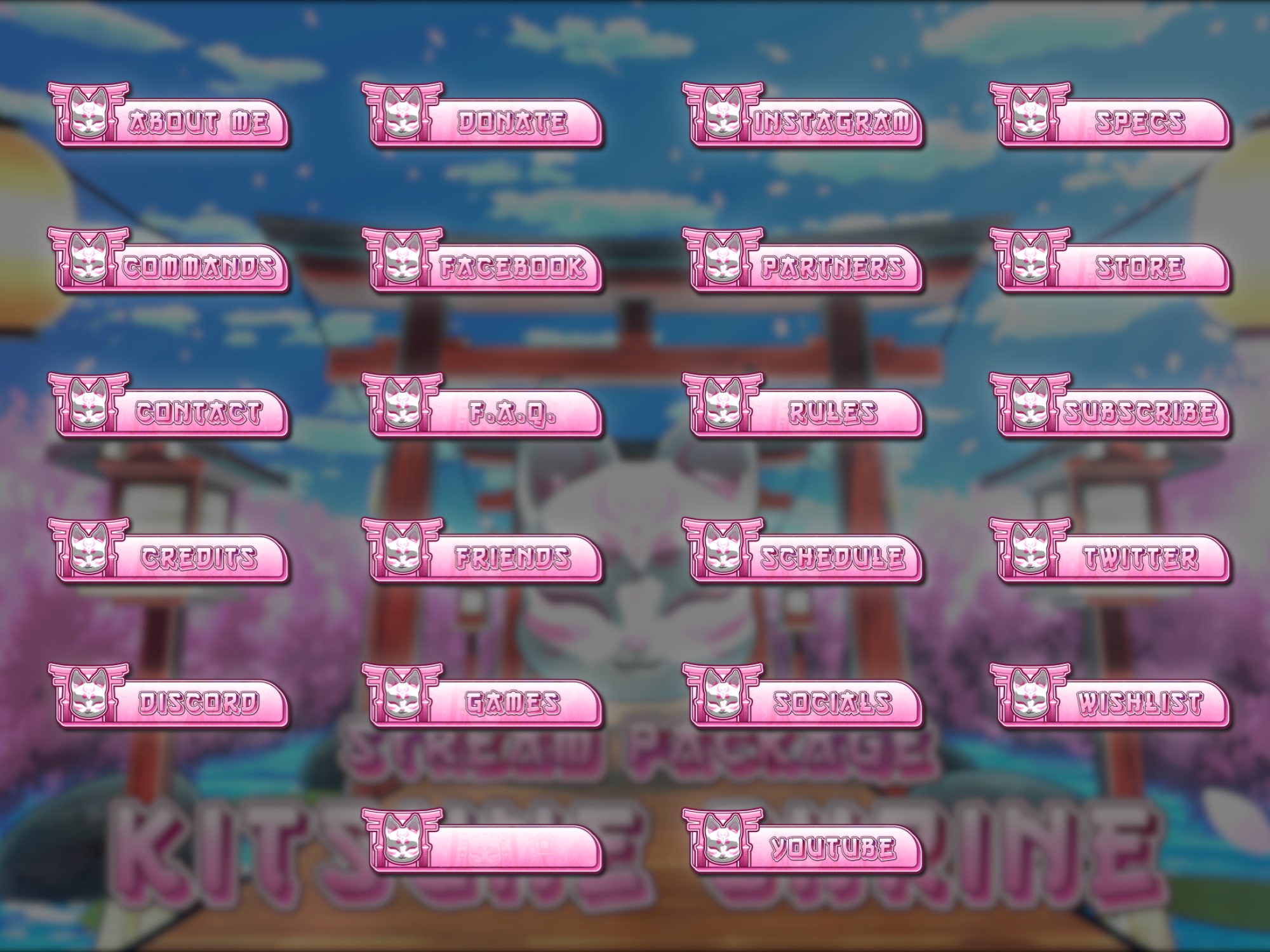 Kitsune Shrine Animated Twitch Overlay Package | Japanese Stream Pack ...