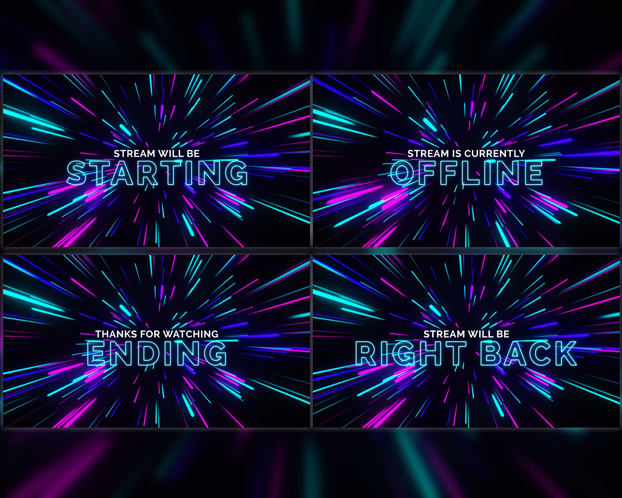 Neon Space Stars Animated Stream Overlay Package | Screens, Alerts ...