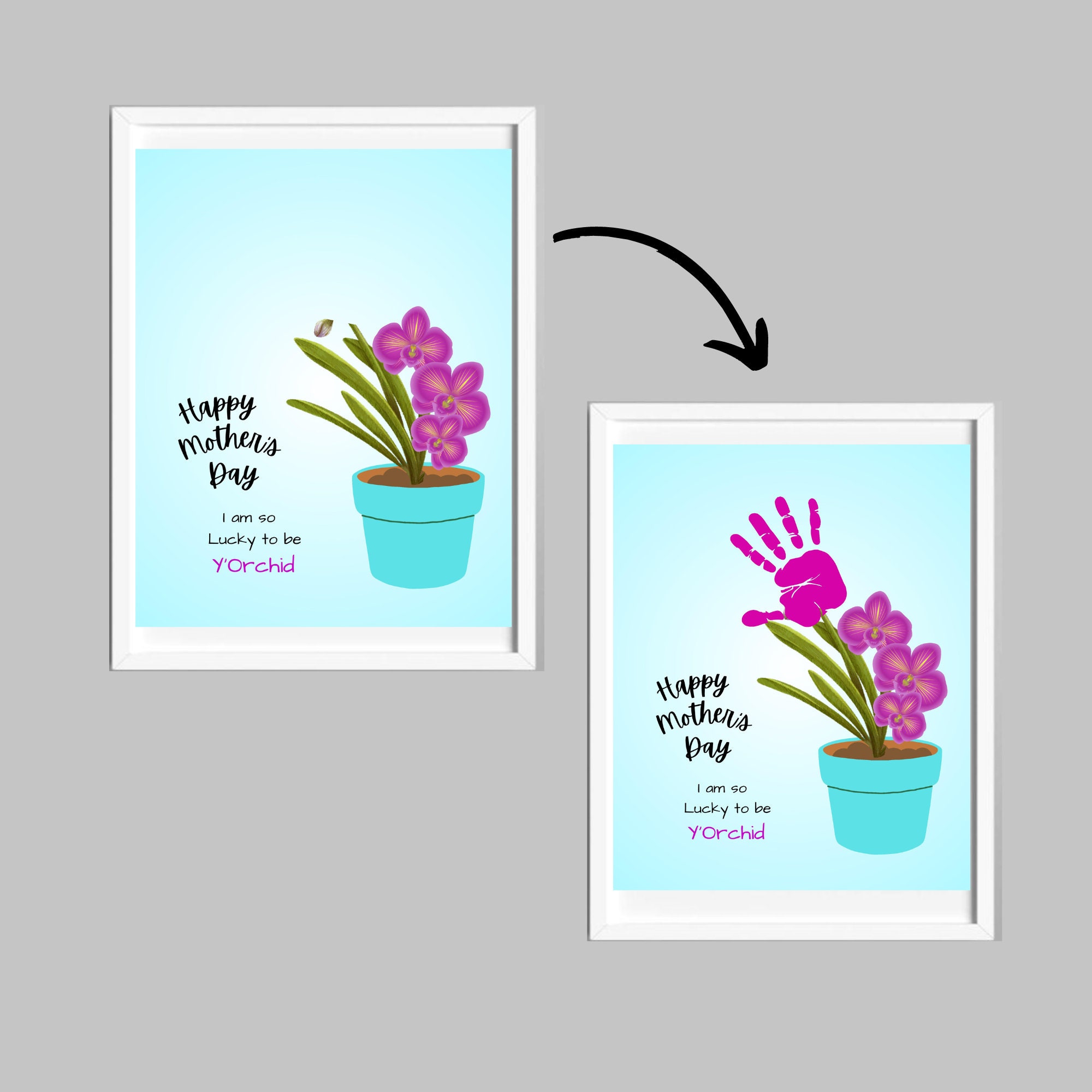 Happy Mothers Day Handprint Craft Art, Flower Handprint Orchid, Mom Mum ...
