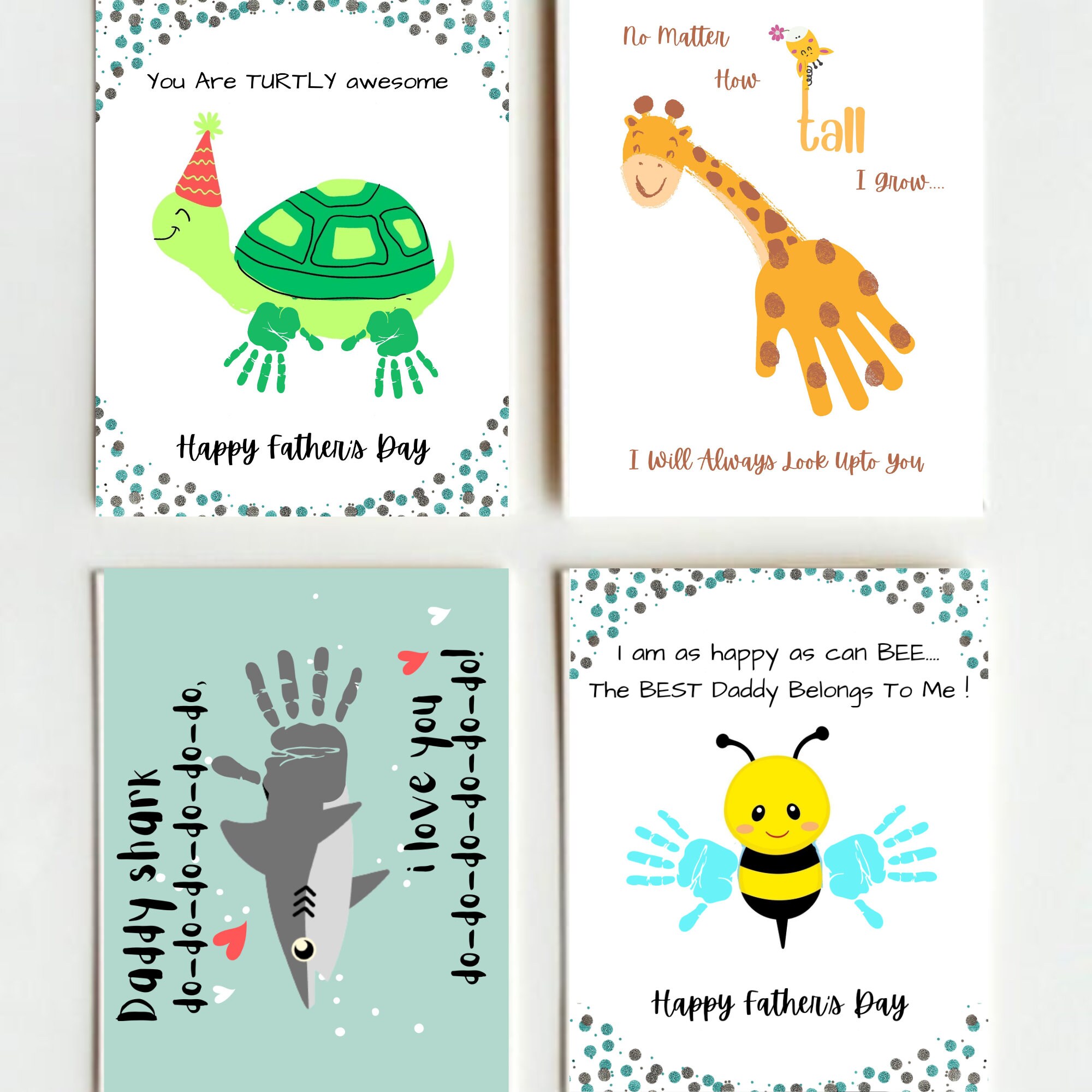 Happy Fathers Day Handprint Craft Art, Keepsake Gift for Daddy, Fathers ...