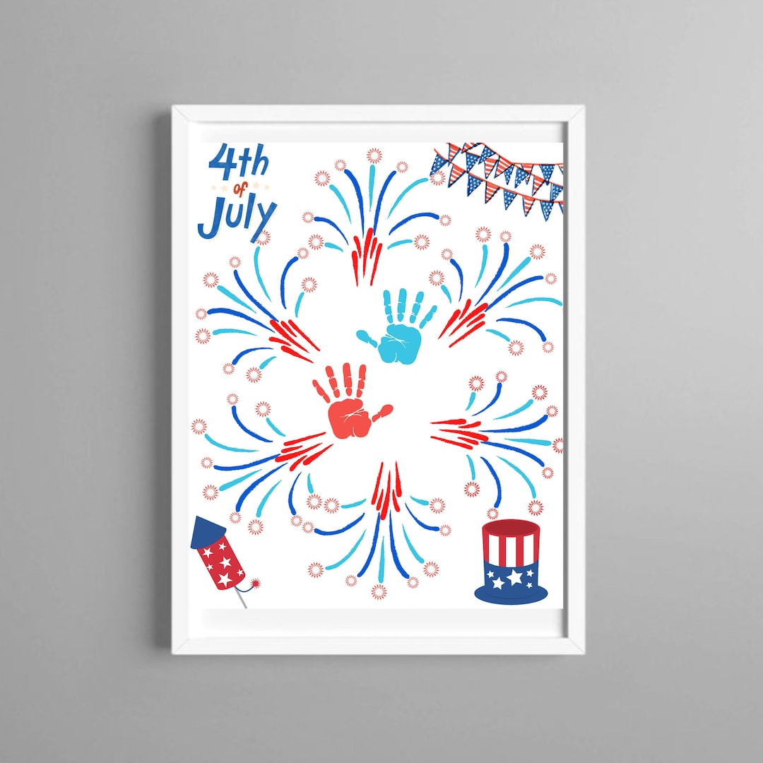 4th of July Handprint Art Craft, Printable, Firework Handprint Art ...