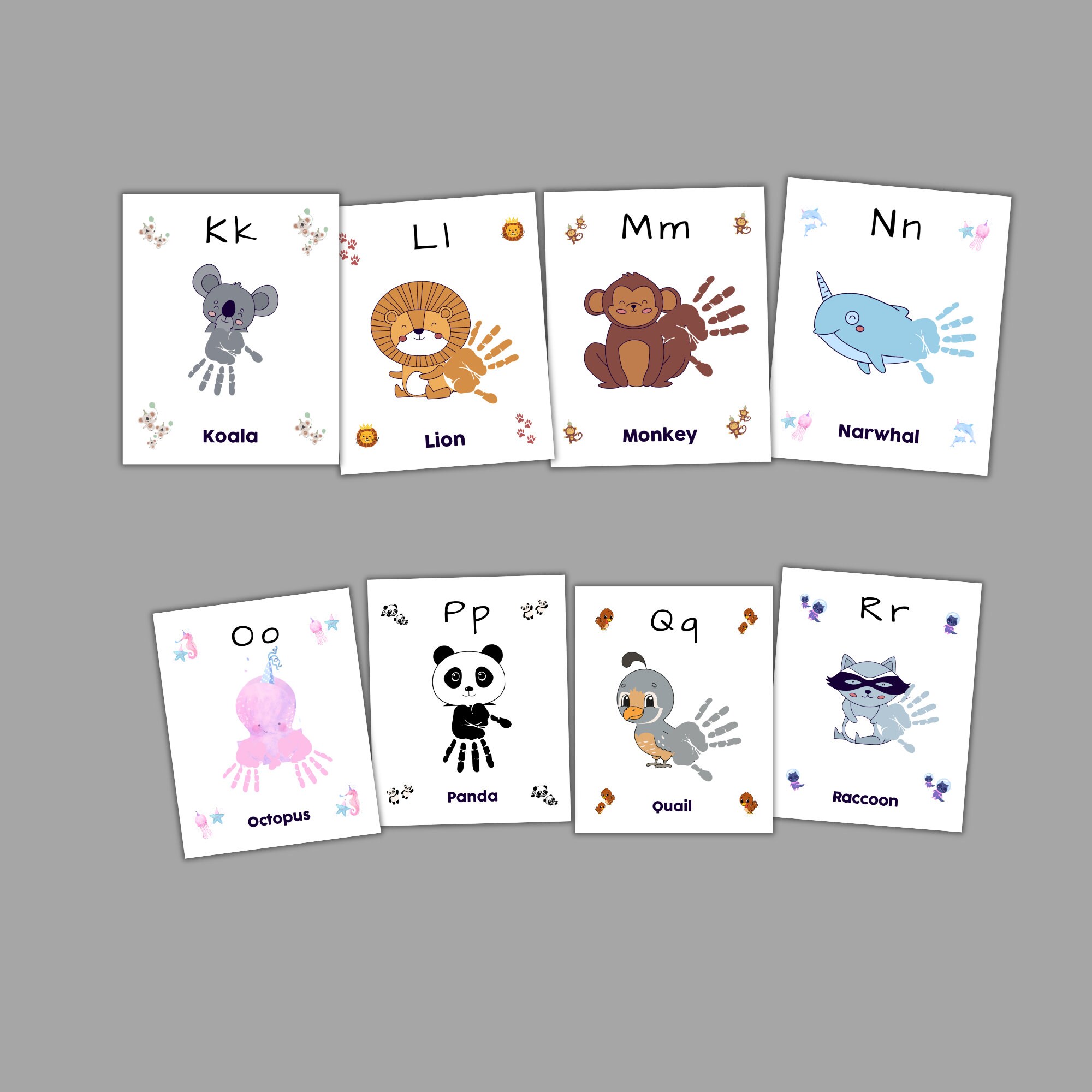 26 Alphabet Handprint Craft Art, Animal Alphabet, Baby Toddler Child ...