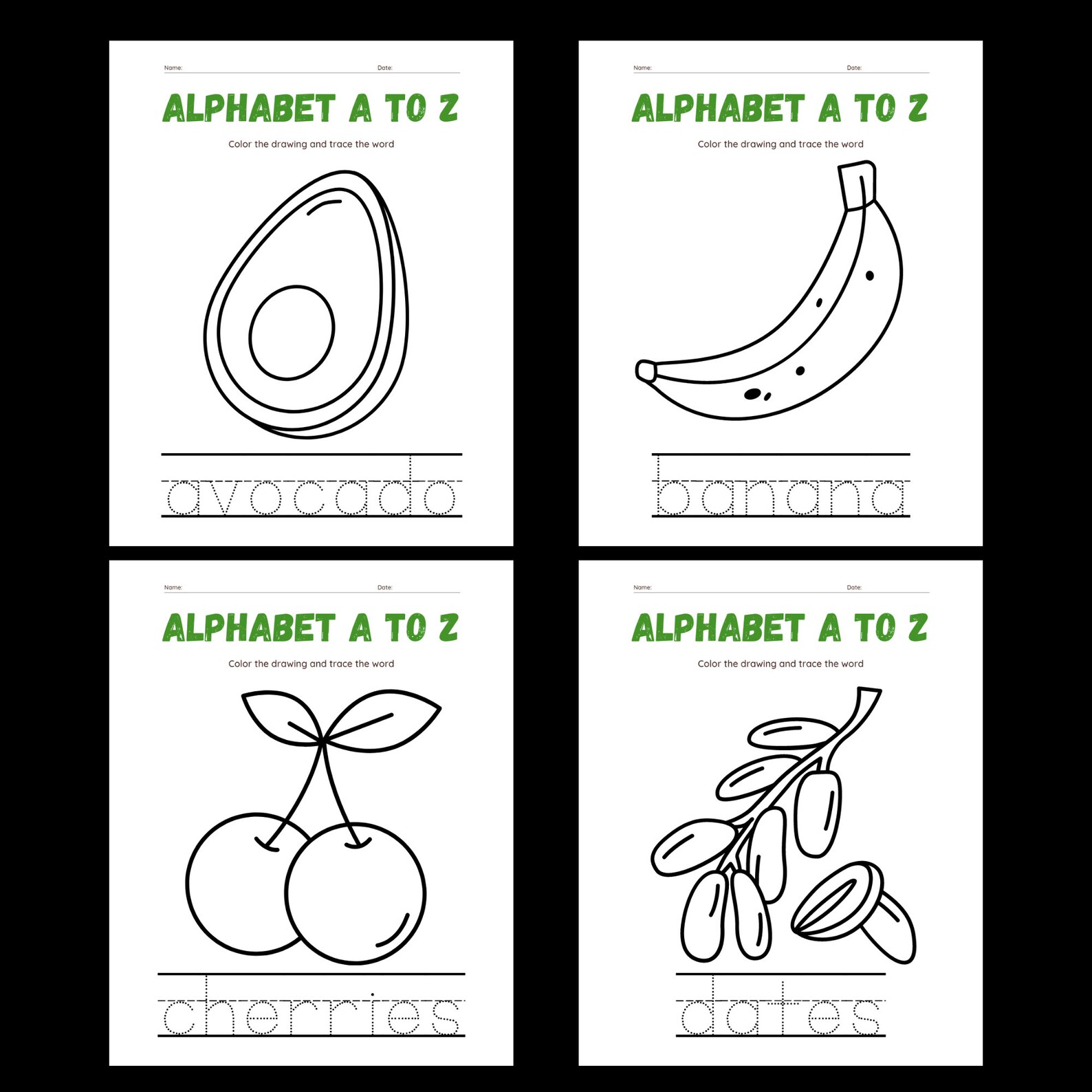 26 Printable Alphabet Coloring Pages Worksheet, 26 Pages Alphabet ...