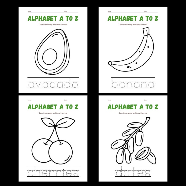 26 Printable Alphabet Coloring Pages Worksheet, 26 Pages Alphabet ...