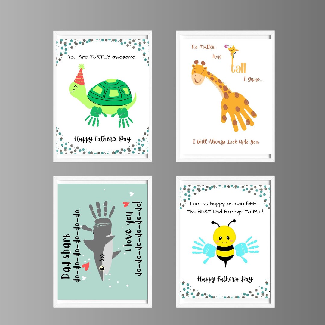 Happy Fathers Day Handprint Craft Art, Keepsake Gift for Daddy, Fathers ...