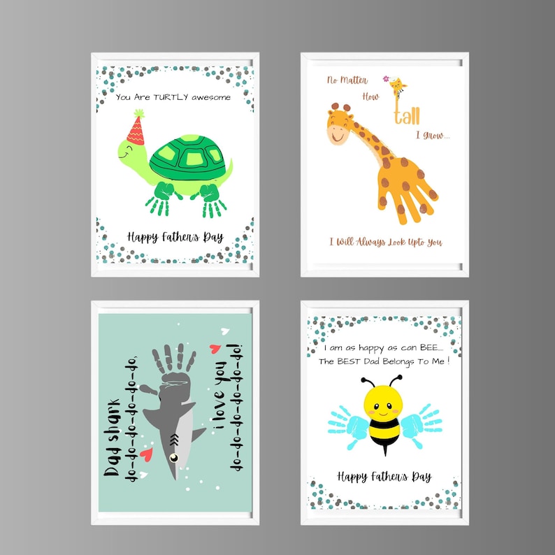 Happy Fathers Day Handprint Craft Art, Keepsake Gift for Daddy, Fathers ...