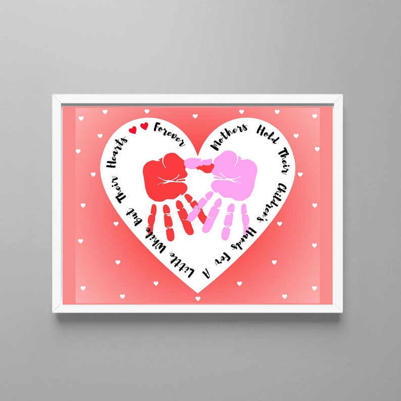 Happy Mothers Day Handprint Craft Art, I Love You This Much, Mom Mum ...