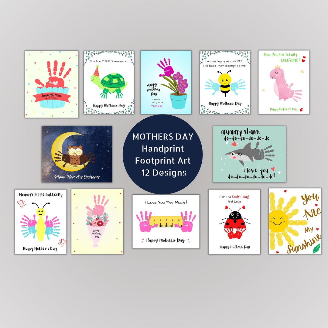 Mothers Day Handprint Art Bundle Craft, Footprint Art Craft, DIY Craft ...