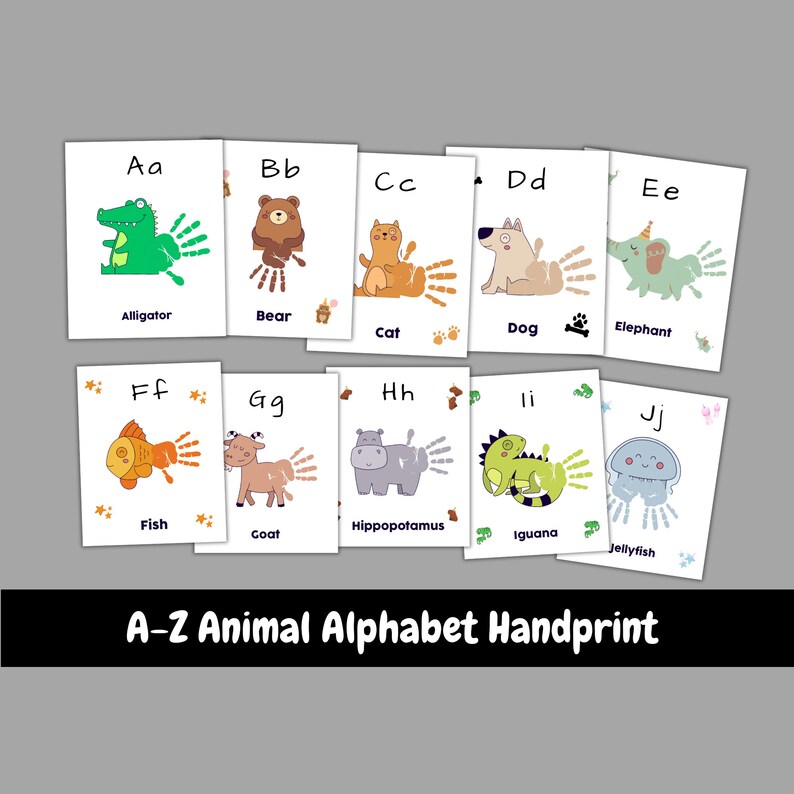 26 Alphabet Handprint Craft Art, Animal Alphabet, Baby Toddler Child ...