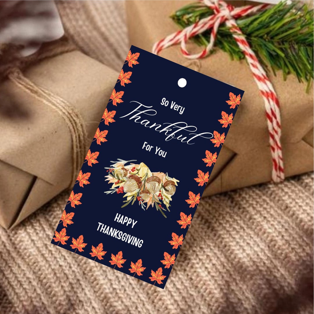 PRINTABLE Thanksgiving Gift Tags, Happy Thanksgiving Hang Tag, Fall ...