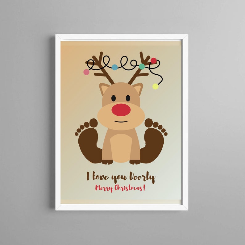 Christmas Handprint Art Bundle Reindeer Holiday Craft Footprint Gift ...
