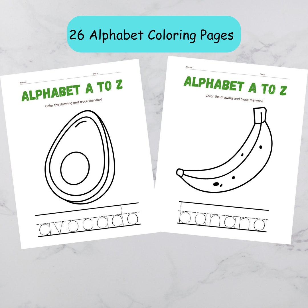 26 Printable Alphabet Coloring Pages Worksheet 26 Pages - Etsy