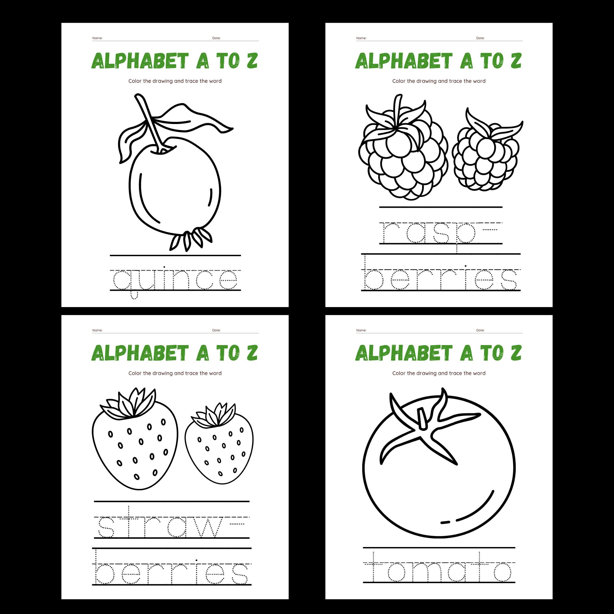 26 Printable Alphabet Coloring Pages Worksheet, 26 Pages Alphabet ...