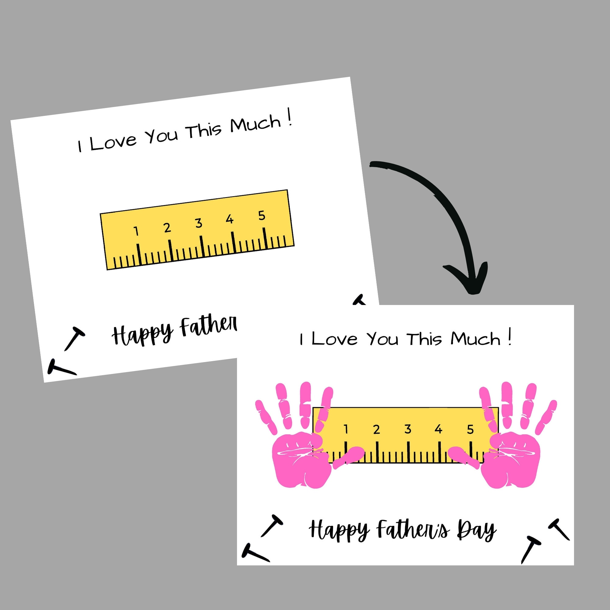 Happy Fathers Day Handprint Craft Art, I Love You This Much, DIY ...