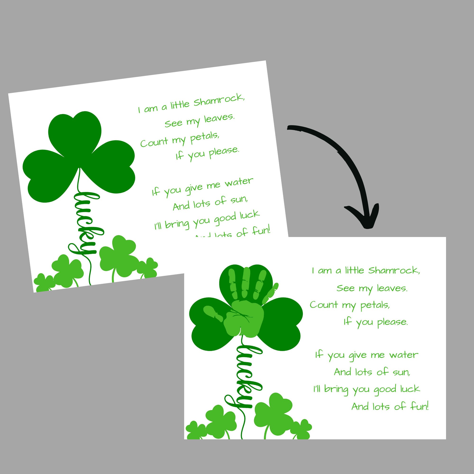 St.patrick's Day Handprint Art Craft for Kids, PRINTABLE Keepsake Art ...