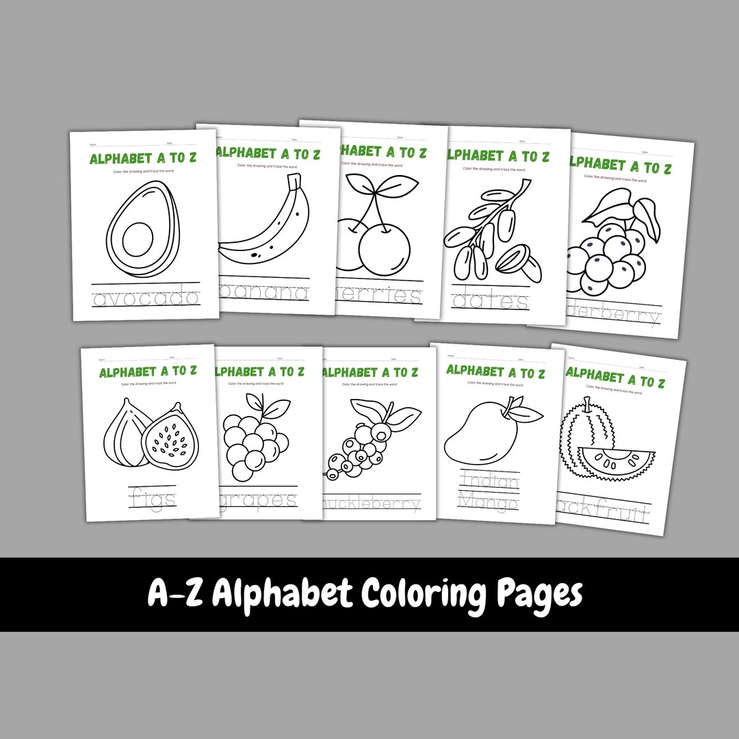 26 Printable Alphabet Coloring Pages Worksheet, 26 Pages Alphabet ...
