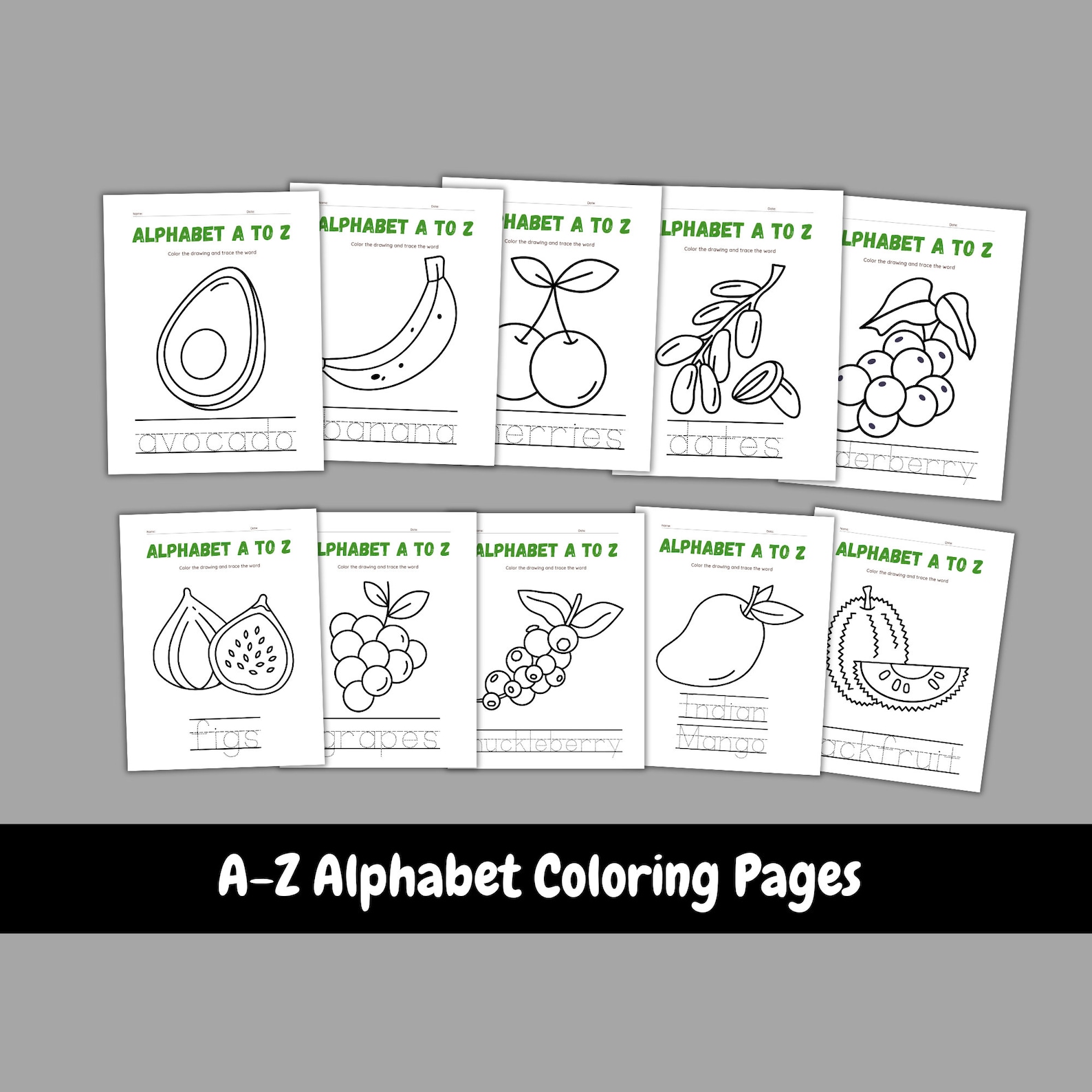 26 Printable Alphabet Coloring Pages Worksheet, 26 Pages Alphabet ...
