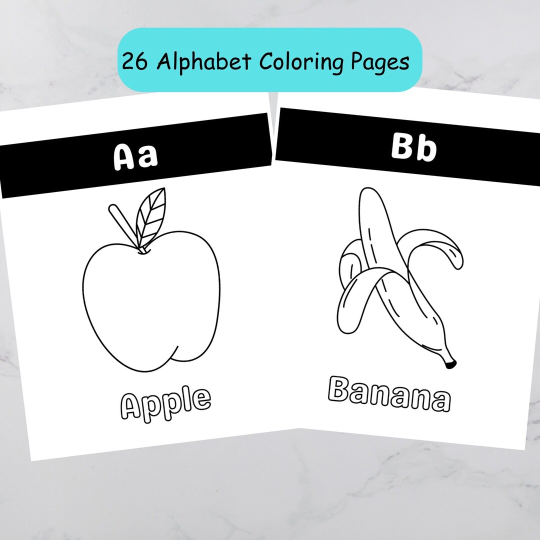 26 Printable Alphabet Coloring Pages Worksheet 26 Pages - Etsy