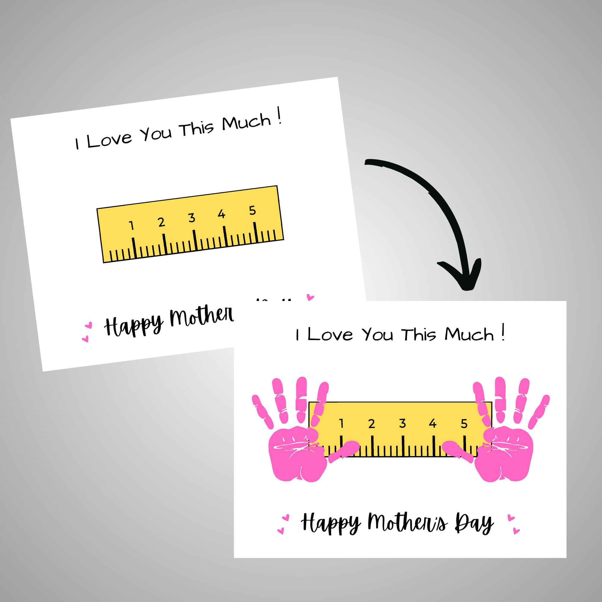 Happy Mothers Day Handprint Craft Art, I Love You This Much, Mom Mum ...