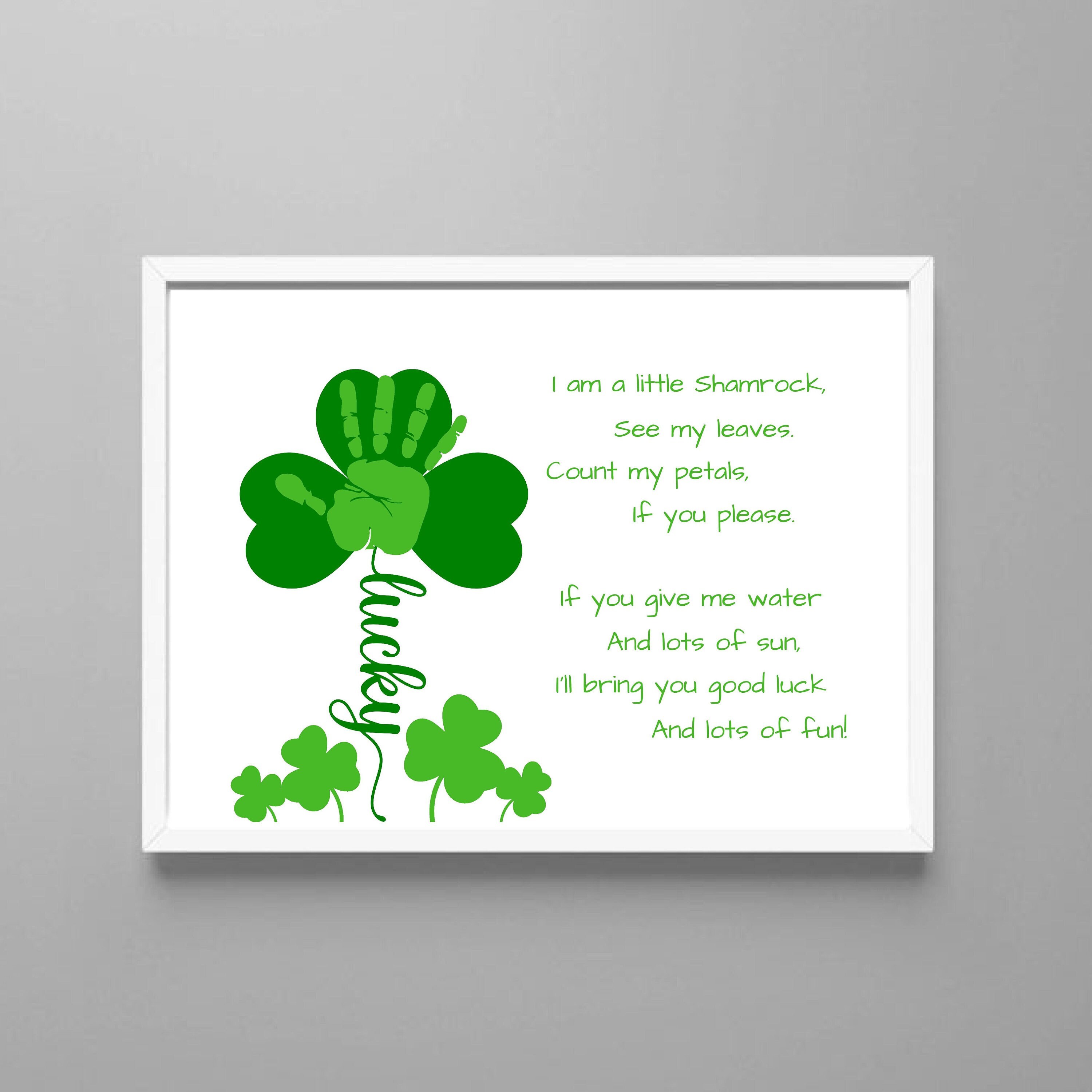 St.patrick's Day Handprint Art Craft for Kids, PRINTABLE Keepsake Art ...