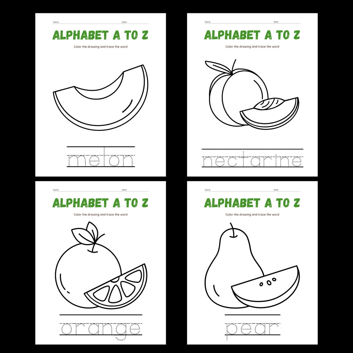 26 Printable Alphabet Coloring Pages Worksheet, 26 Pages Alphabet ...