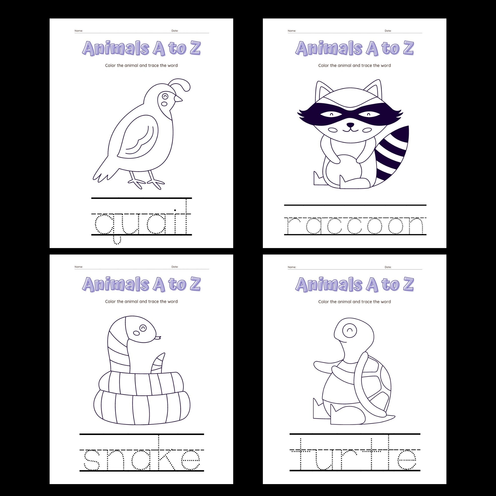 26 Printable Alphabet Coloring Pages Worksheet, 26 Pages Alphabet ...