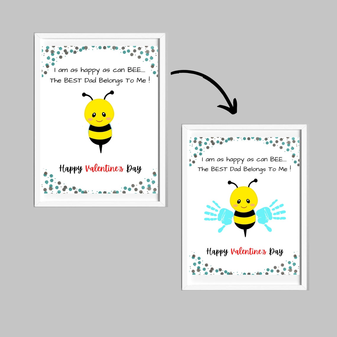 Valentine's Day Handprint Art, BEE My Valentine Handprint Art Craft ...