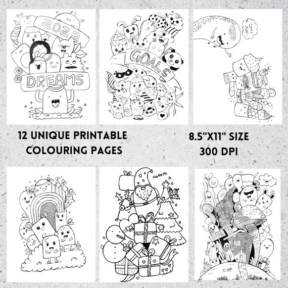 Printable Coloring Book Doodle Pages Doodle Page Coloring | Etsy