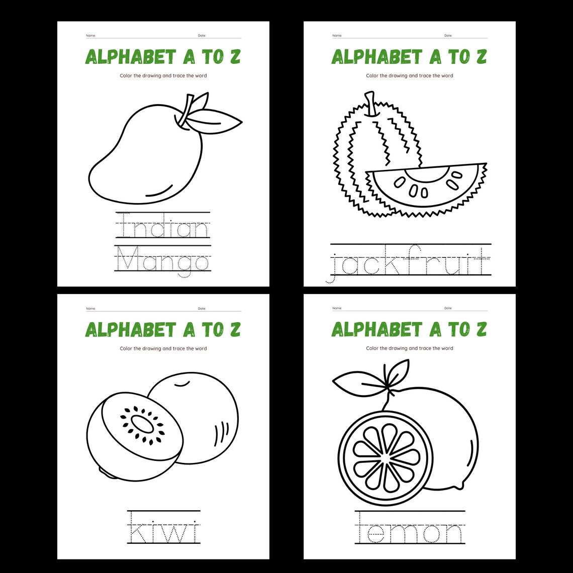 26 Printable Alphabet Coloring Pages Worksheet, 26 Pages Alphabet ...