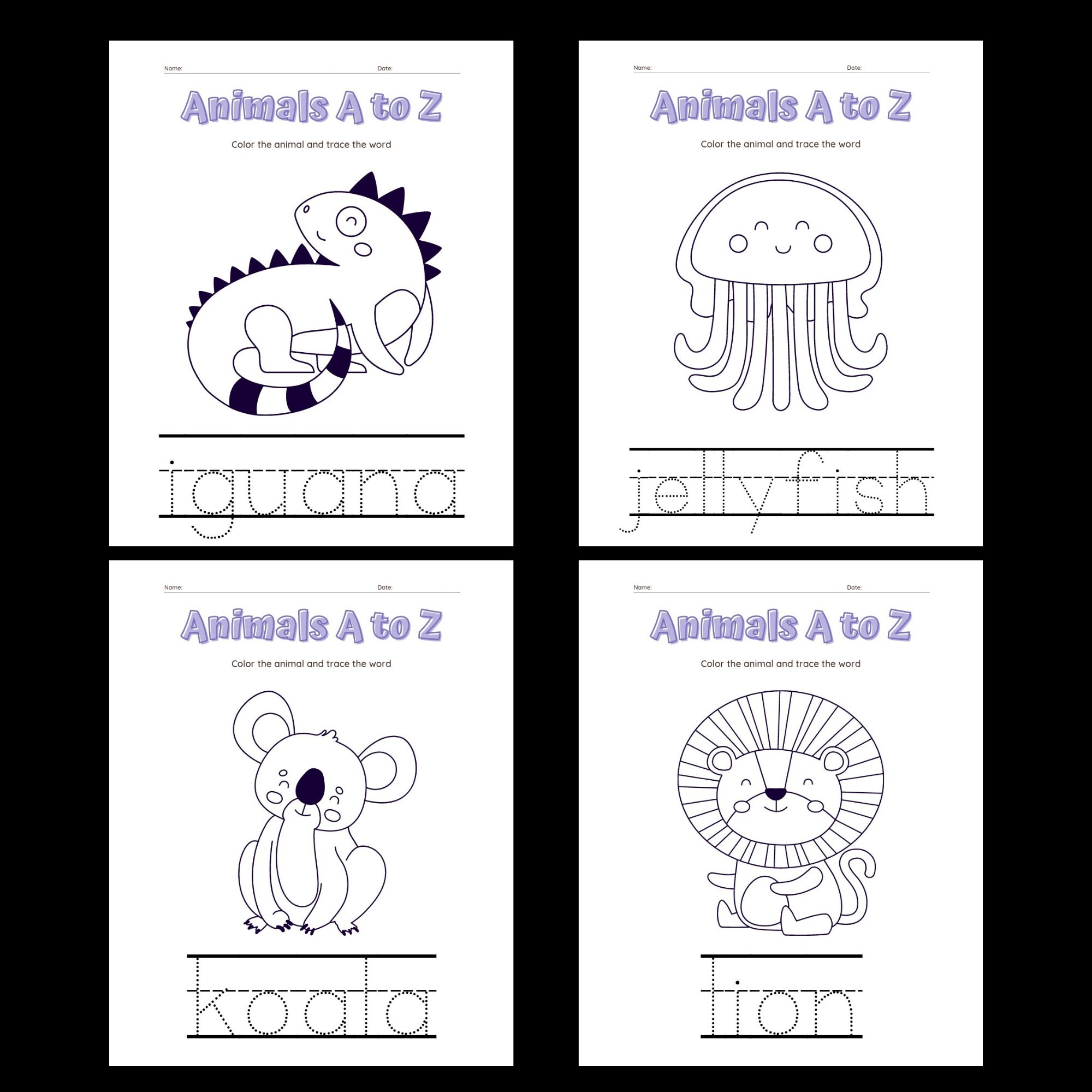 26 Printable Alphabet Coloring Pages Worksheet, 26 Pages Alphabet ...
