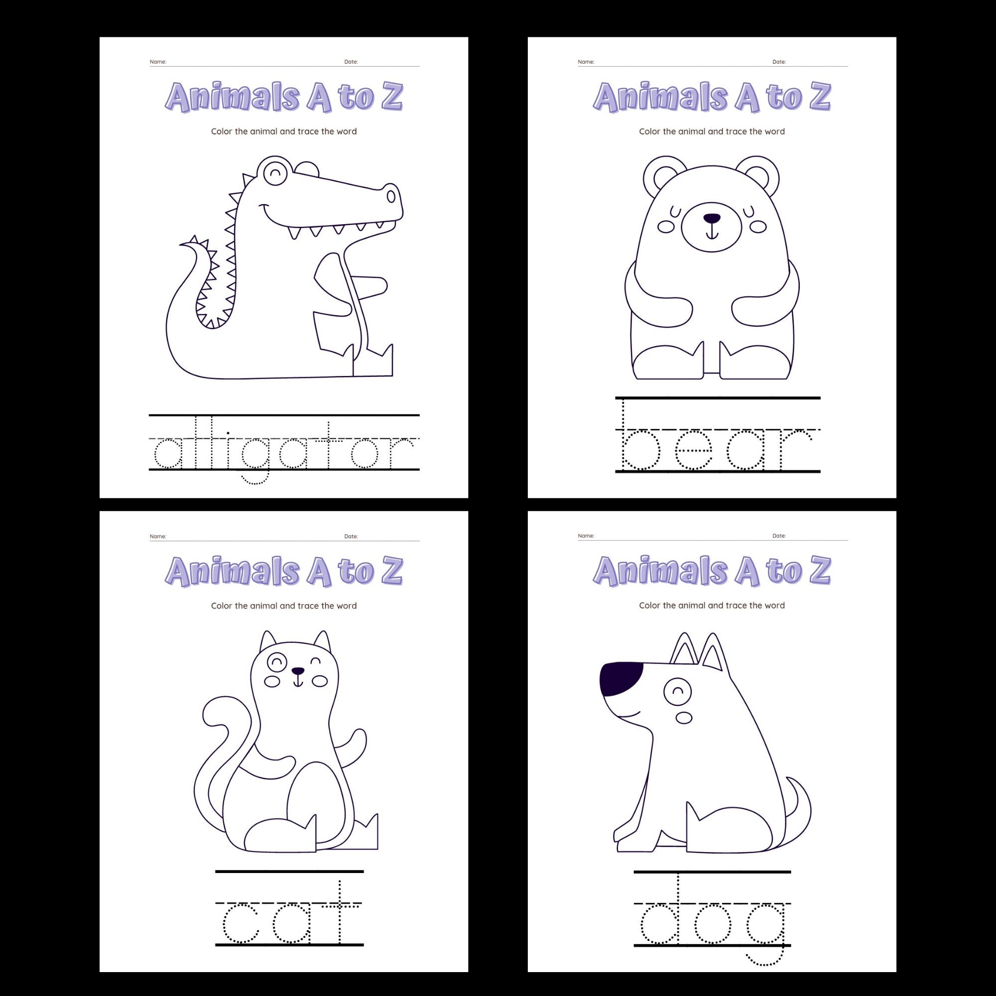 26 Printable Alphabet Coloring Pages Worksheet, 26 Pages Alphabet ...