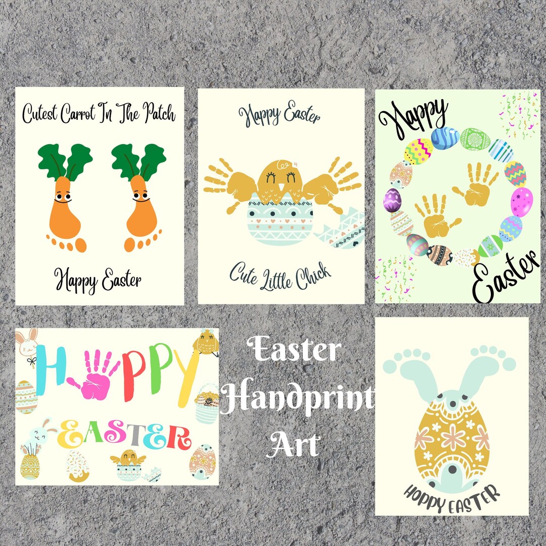 Easter Handprint Footprint Craft Bundle, Printable Handprint Footprint ...
