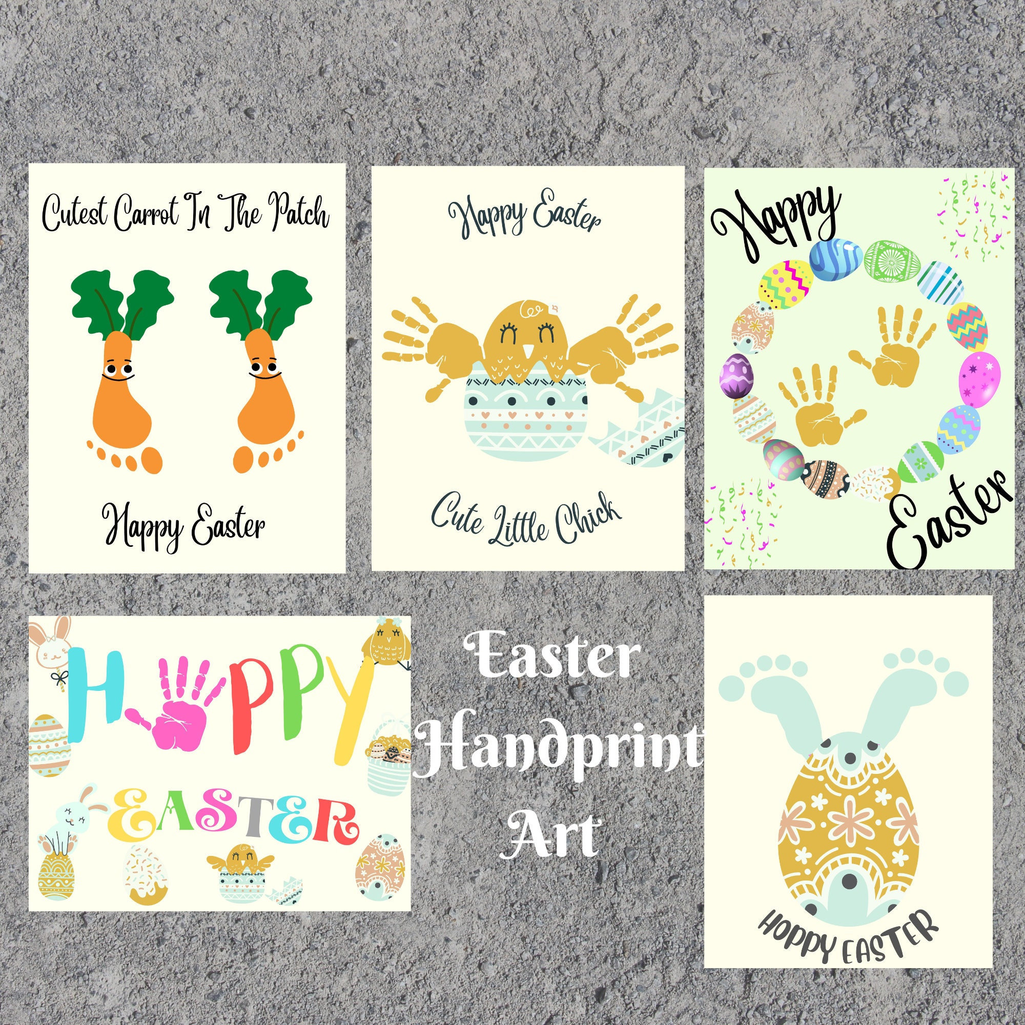 Easter Handprint Footprint Craft Bundle, Printable Handprint Footprint ...