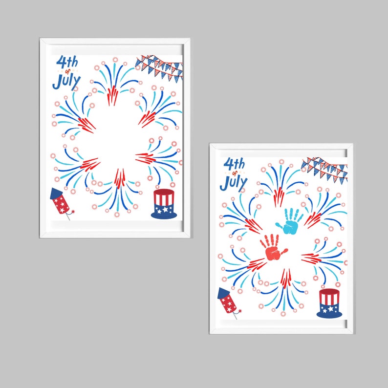 4th of July Handprint Art Craft, Printable, Firework Handprint Art ...