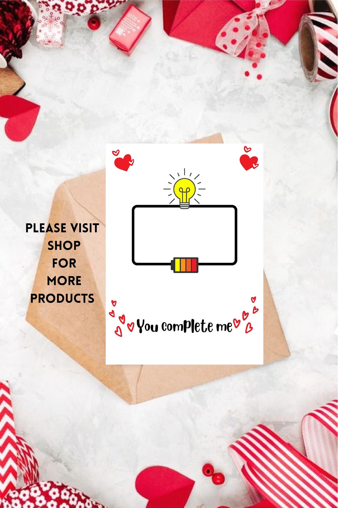 Valentines Day Card, Printable Card, Digital Card, You Complete Me Card ...