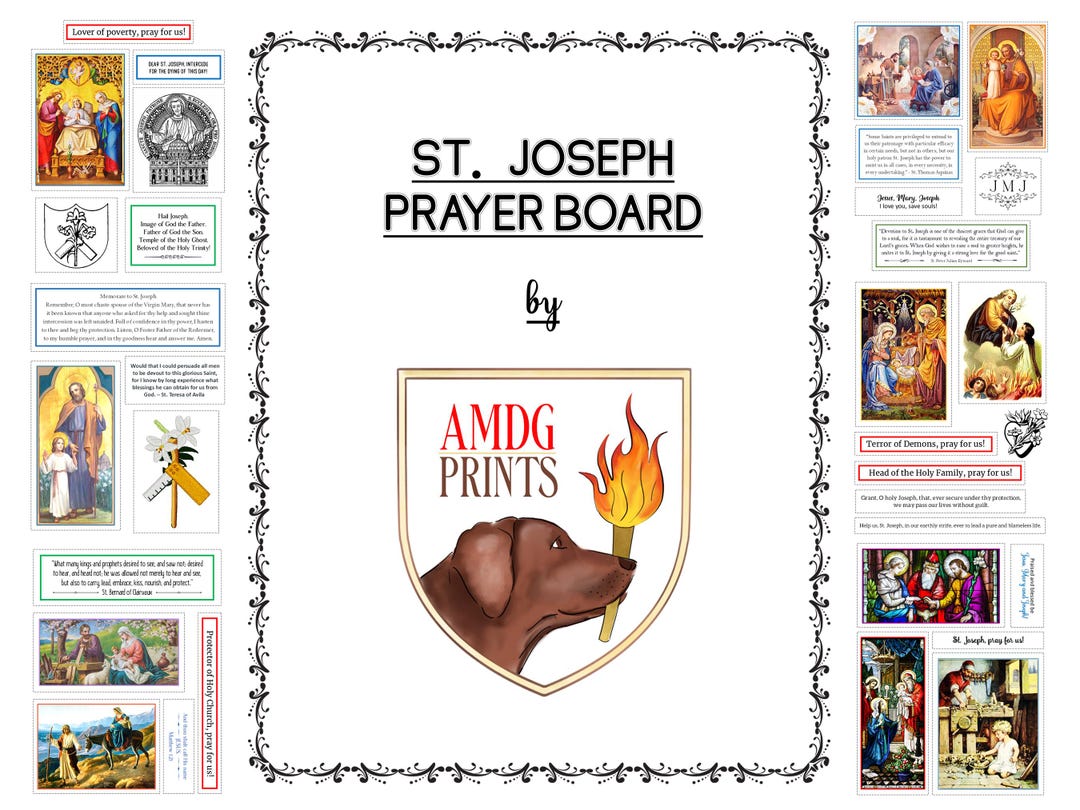 St. Joseph Prayer Board; Printable Catholic Activity; March Liturgical ...