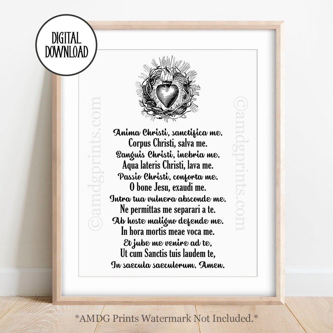 Anima Christi; Soul of Christ; Latin Prayer; Catholic Printable - Etsy