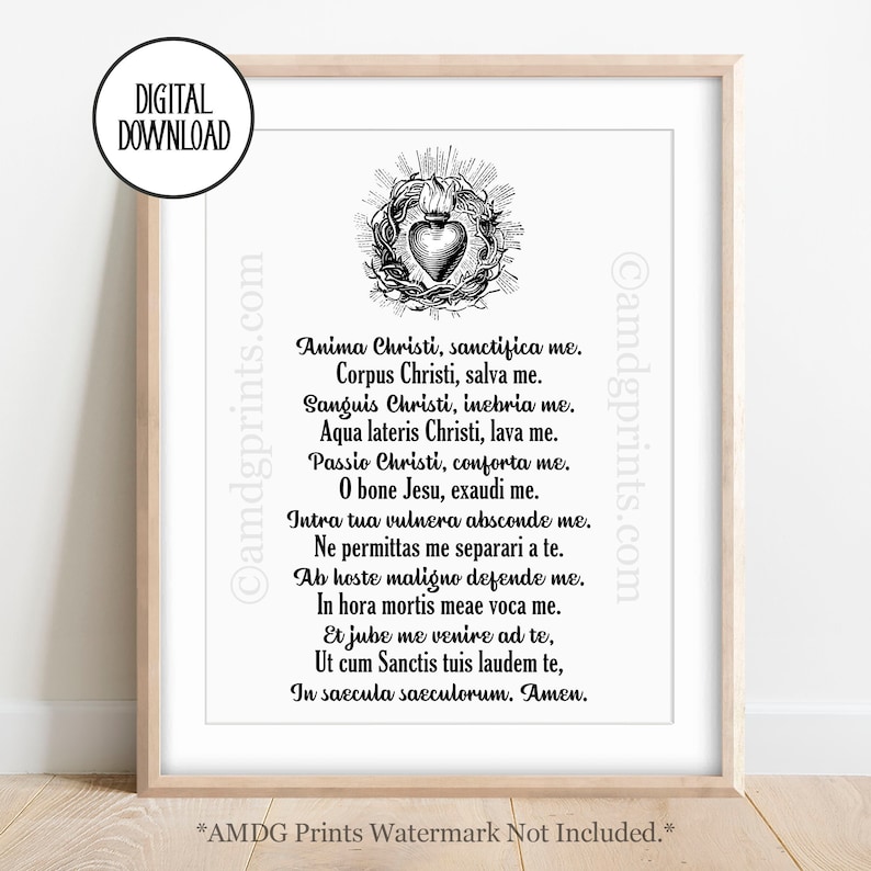 Anima Christi; Soul of Christ; Latin Prayer; Catholic Printable - Etsy