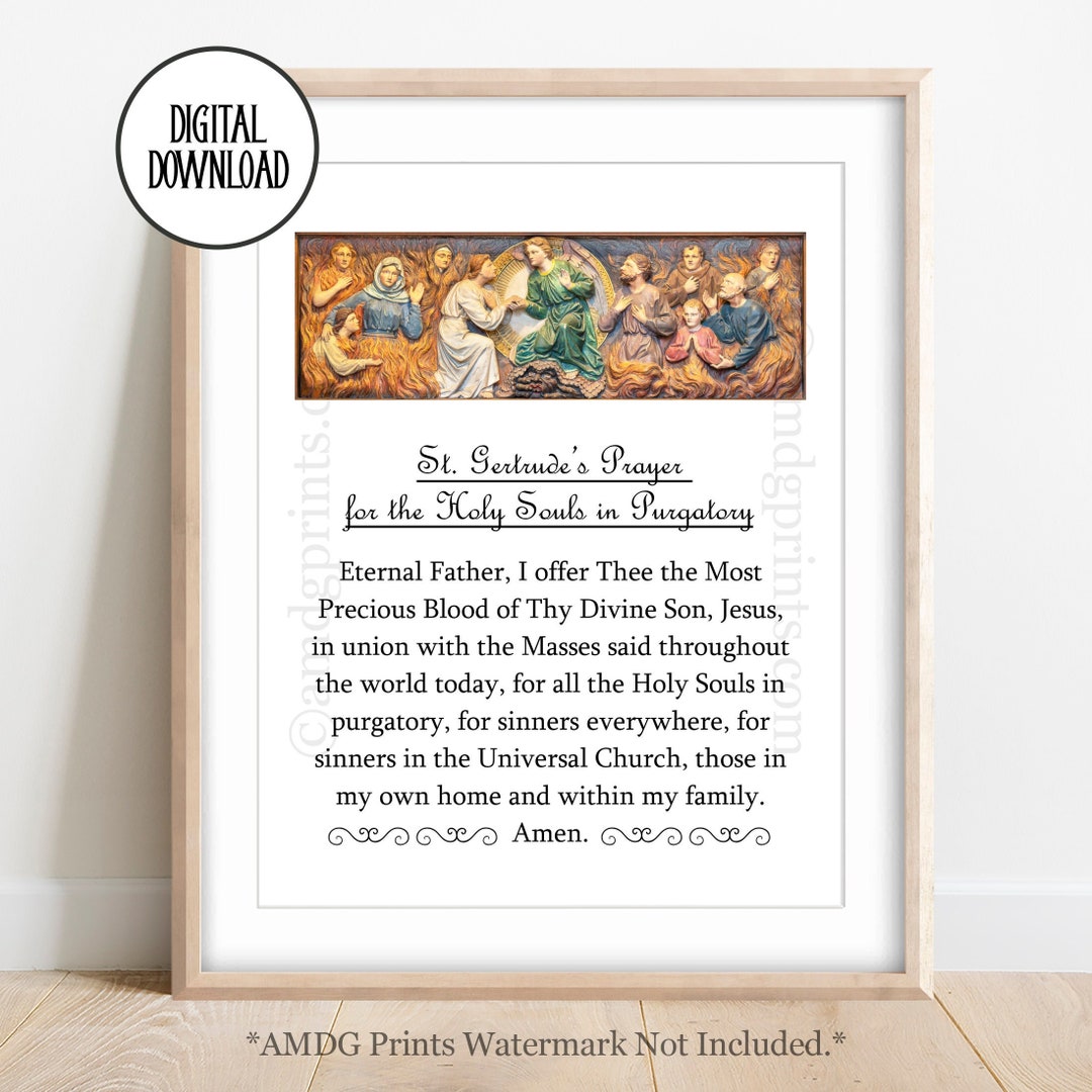 8 X 10 Prayer of St Gertrude; Prayer for the Holy Souls in Purgatory ...