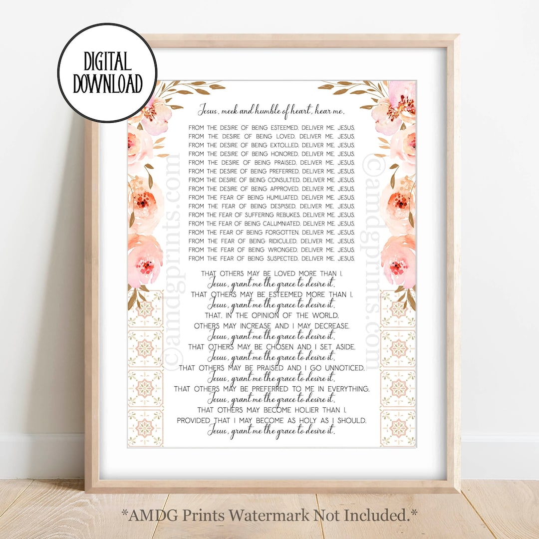 Litany of Humility; Catholic Prayer Print - Etsy