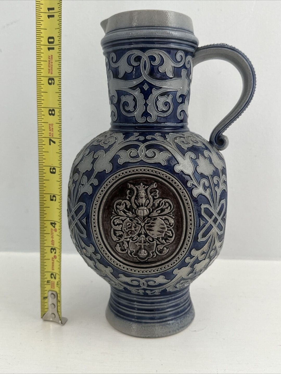 German MERKELBACH & WICK Antique Beer Stein Jug Pitcher 11 Coat of Arms ...