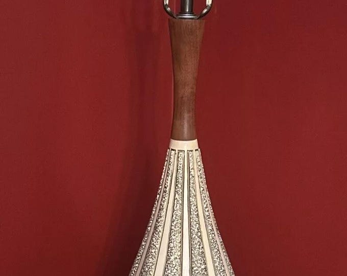 Mid Century Modern Large FAIP Table Lamp 34-3/4”teak & Plaster Ceramic ...