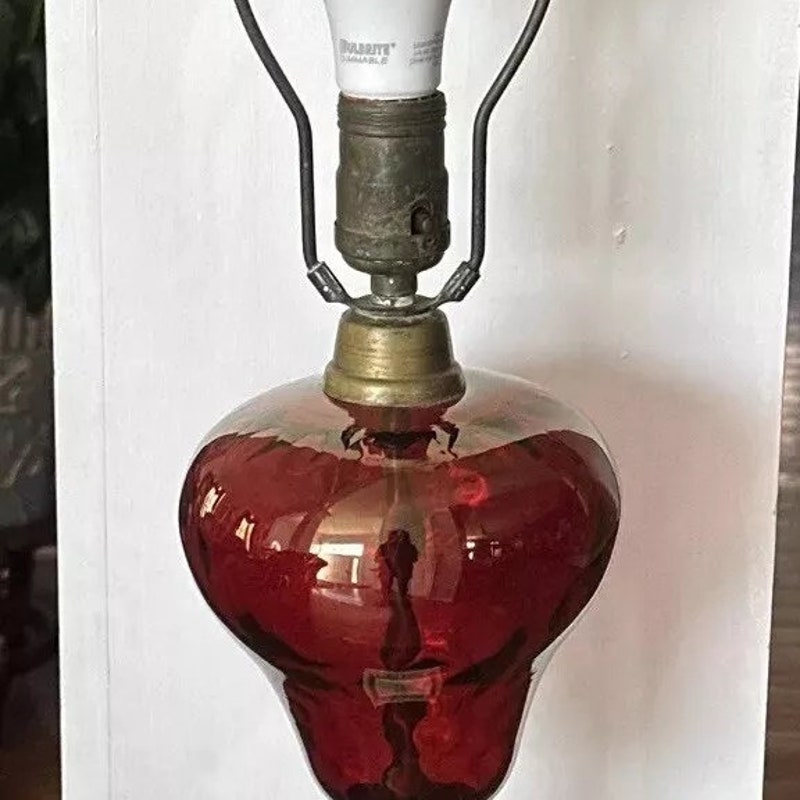 Red Glass Lamp - Etsy