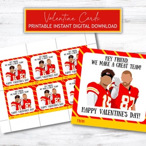 Kelce and Mahomes Valentines, PRINTABLE Instant Download, Easy Kids ...