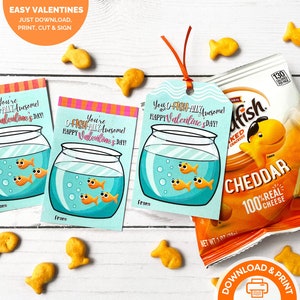 PRINTABLE Valentine Card, Goldfish Valentine Card, Printable Classroom ...