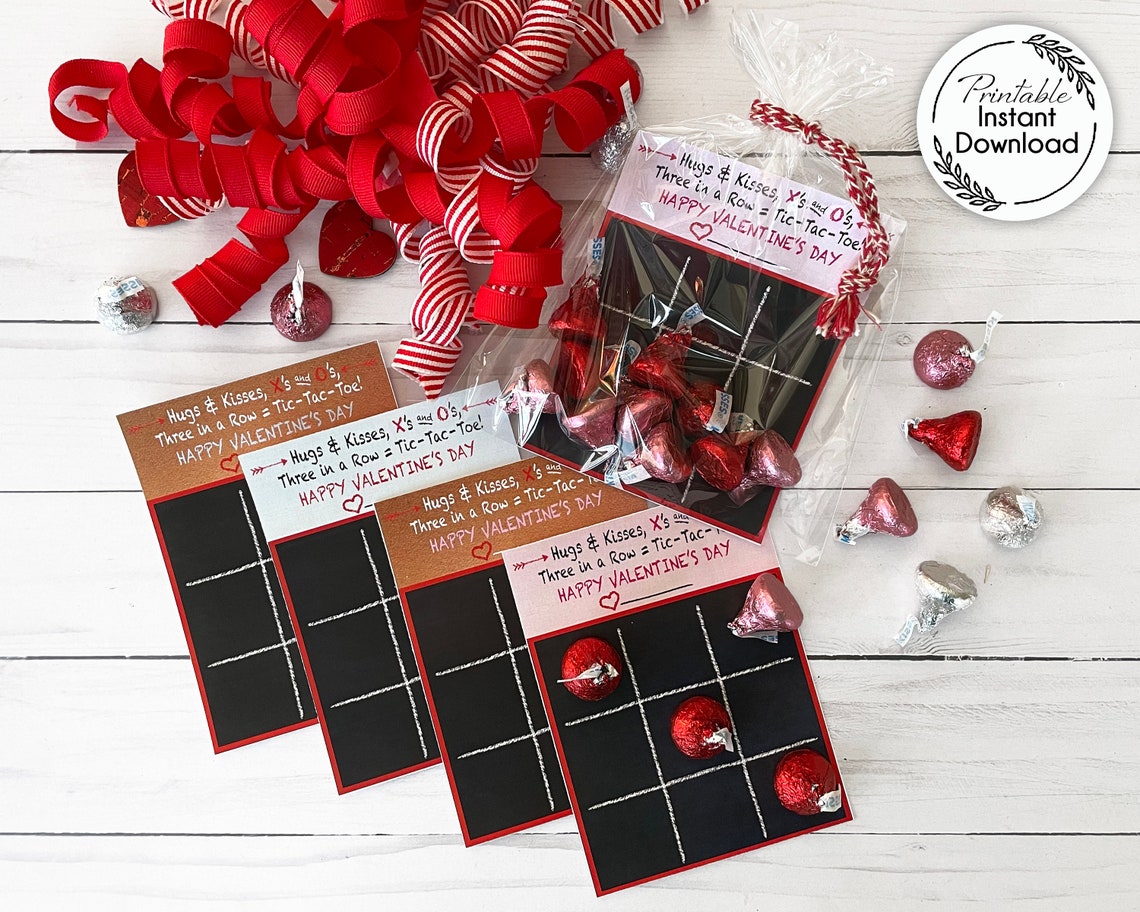 PRINTABLE Tic Tac Toe Valentine's Day Cards Valentine Tic - Etsy