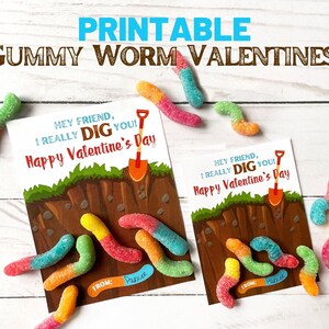 PRINTABLE Valentine Card, Gummy Worm Valentine Card, Printable ...